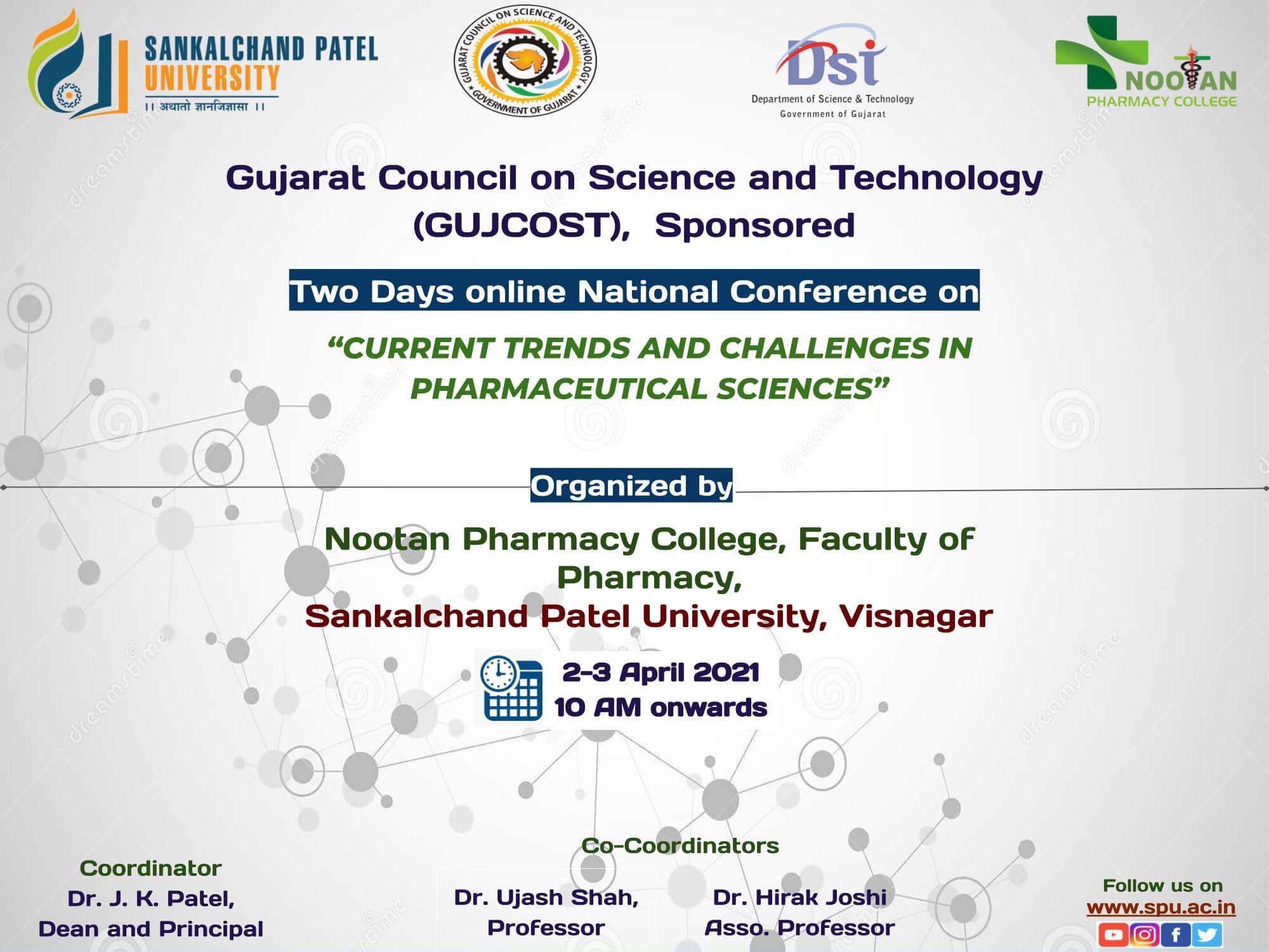Gujcost Sponsored Two days Online National Conference - SPU